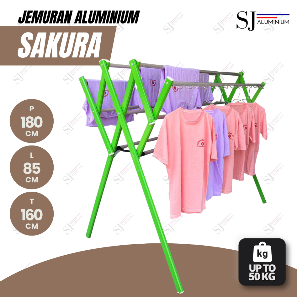 Jual [SAKURA] Jemuran Baju Handuk Pakaian Hanger / Rak Jemuran Lipat ...