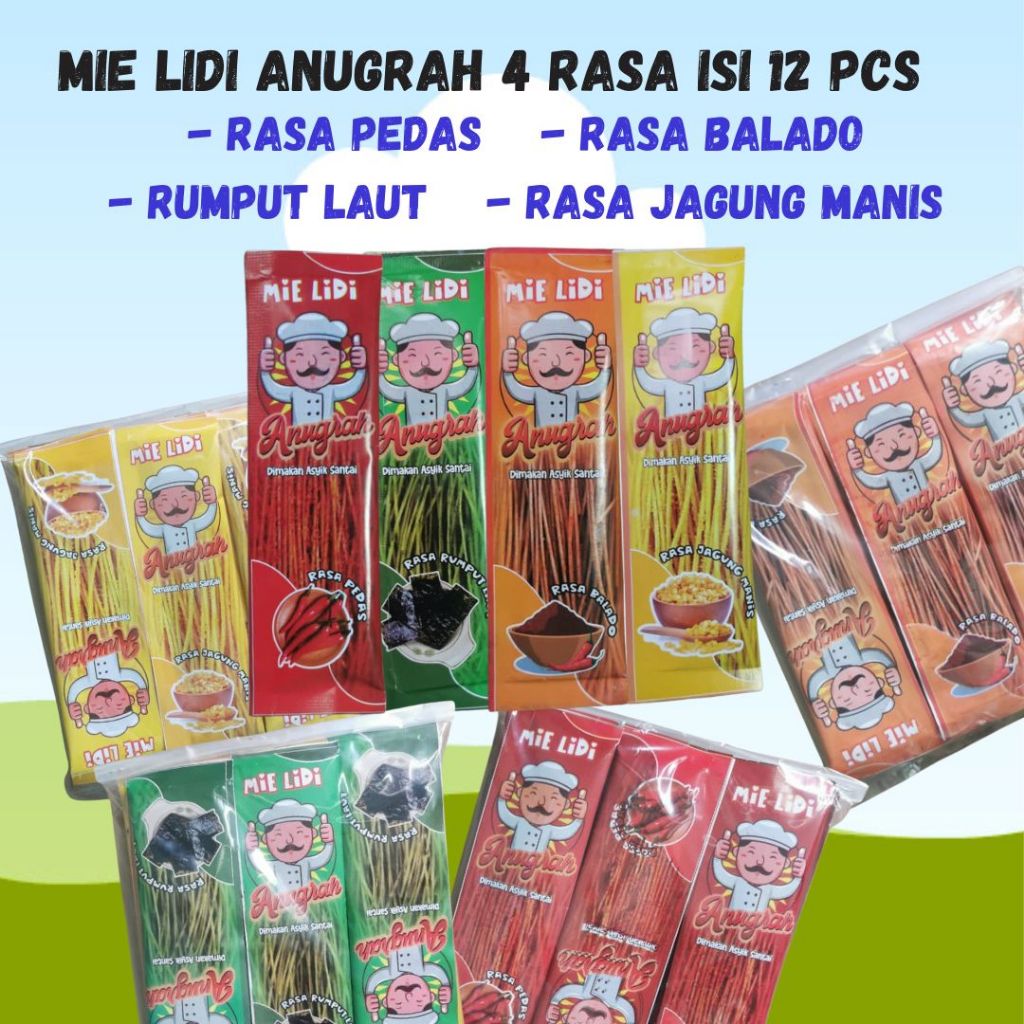 Jual Mie Lidi Murah 12 pcs 4 Varian Rasa ANUGRAH (cocok di jual lagi ...