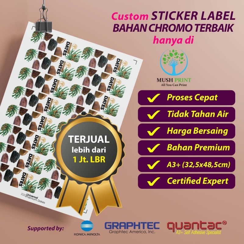 Jual cetak sticker chromo A3+ | cetak sticker label kemasan | label ...