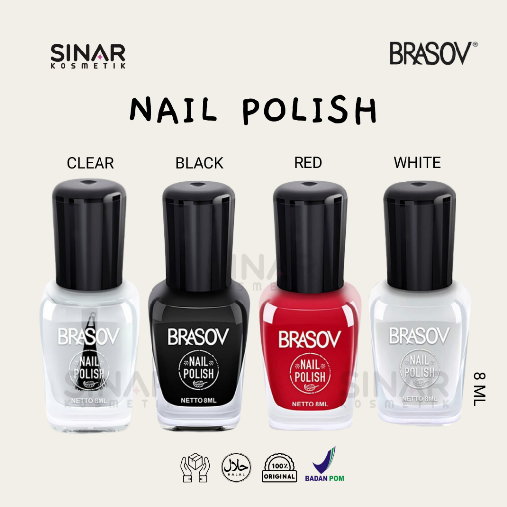 Jual Brasov Nail Polish - Kutek - Kitek 8ml [ Hitam/Bening/Merah/Maroon ...