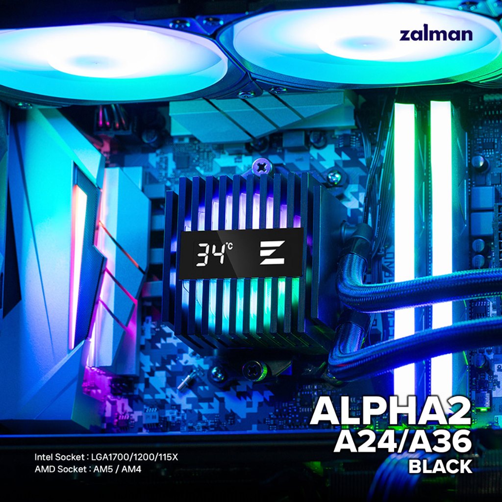 Jual ZALMAN ALPHA2 A36 ARGB BLACK 360MM LIQUID AIO WATER CPU PROCESSOR COOLER | Shopee Indonesia