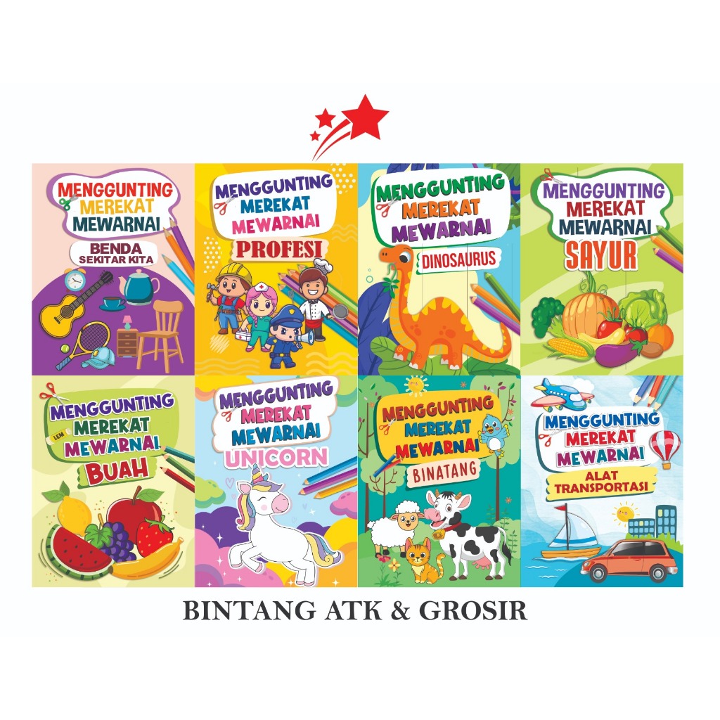 Jual NEW!!! Buku Menggunting, Menempel & Mewarnai Bintang 8 Serie ...