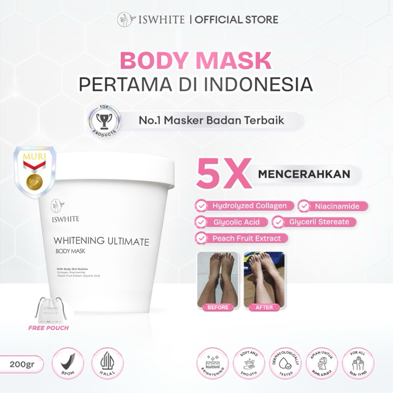 Jual ISWHITE Body Mask Masker Badan (Body Mask Whitening Ultimate ...