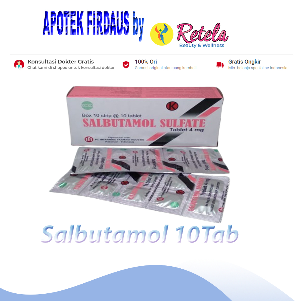 Jual SALBUTAMOL 4MG 1 STRIP 10 TABLET/BOX 100 | Shopee Indonesia