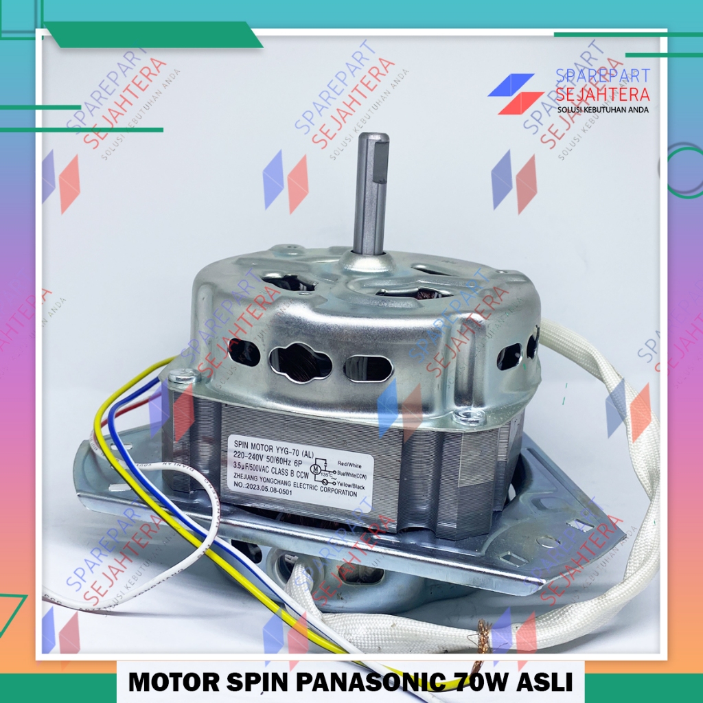 Jual DINAMO MOTOR SPIN PENGERING MESIN CUCI PANASONIC 2 TABUNG 10 - 14 KG 70 WATT ASLI ORIGINAL ...