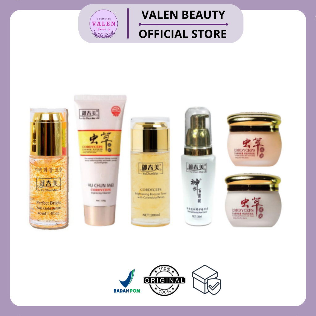 Jual YU CHUN MEI Cordyceps Whitening KiT (SERUM 24K GOLD - CLEANSER ...