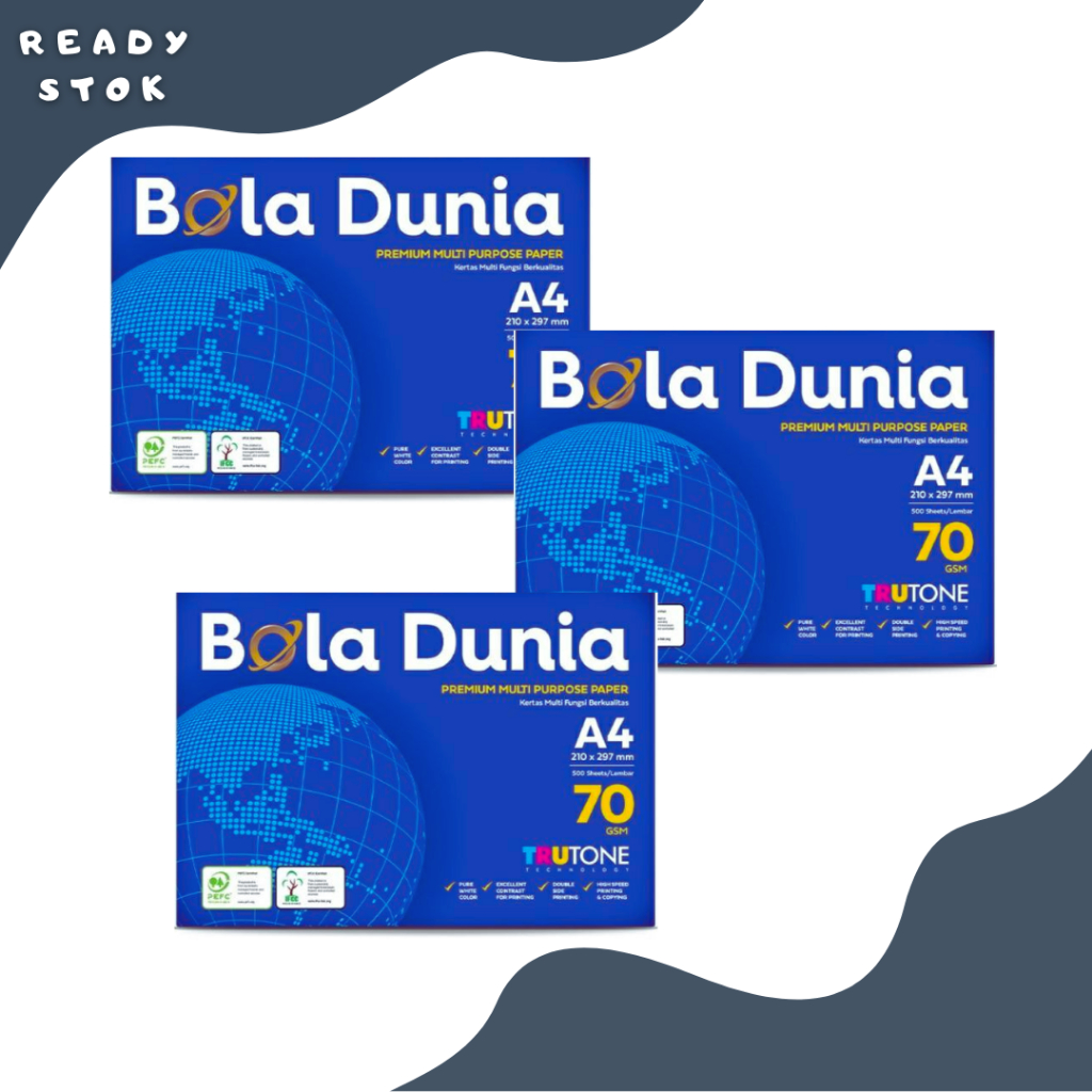 Jual KERTAS HVS BOLA DUNIA A4 70 Gsm (RIM) | Shopee Indonesia