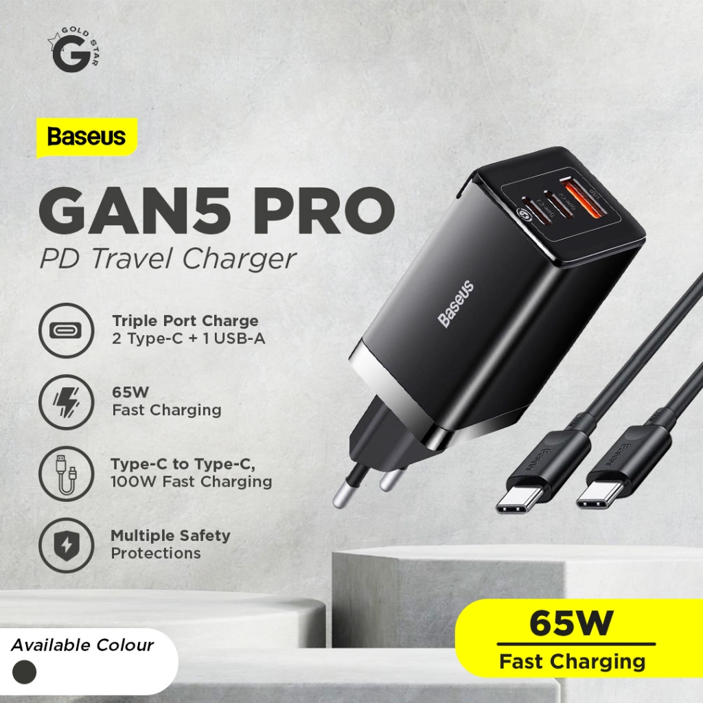 Jual Kepala Charger Baseus GaN5 Pro Fast Charger 2C+U 65W EU Black ... Jual Kepala Charger Baseus GaN5 Pro Fast Charger 2C+U 65W EU Black ...