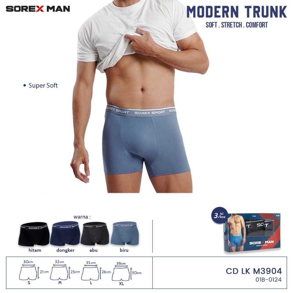 Jual Boxer Sorex Man CD M 3904 Boxer Sport Seamless (1 Box Isi 3 Pcs ...