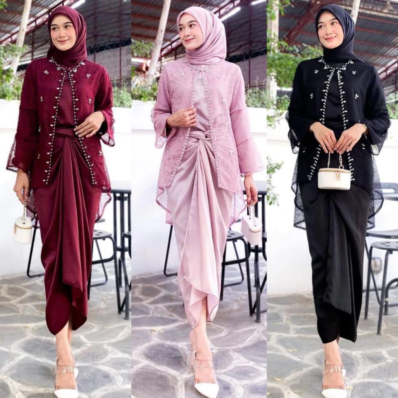 Jual Oneset Clarisa Outer Brokat Premium - Outfit Kondangan Rok Lilit ...