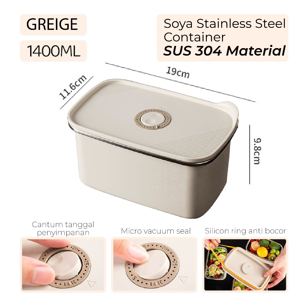 Jual Soya Stainless Steel 304 Food Container / Wadah Kotak Makanan ...