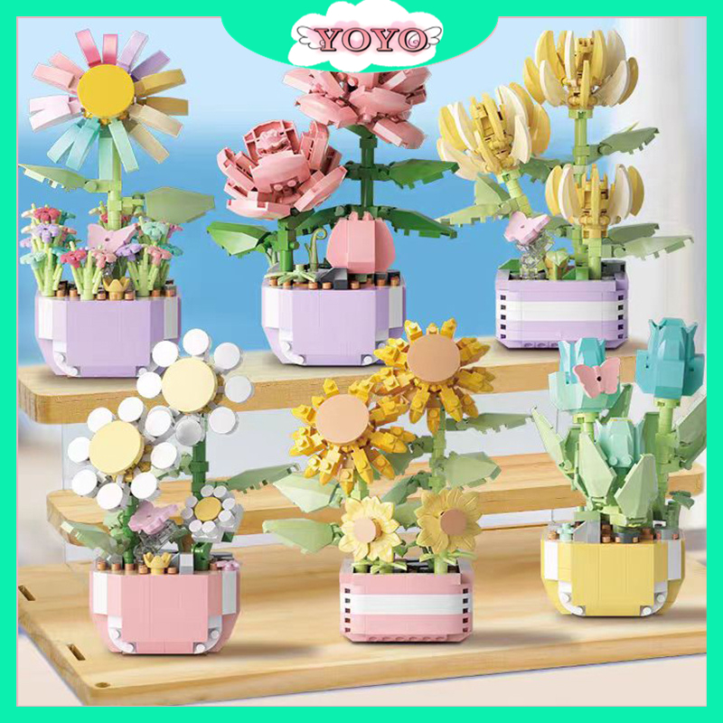 Jual YOYO Pot Bunga Mainan Balok Susun DIY Hadiah Ulang Tahun Puzzle ...