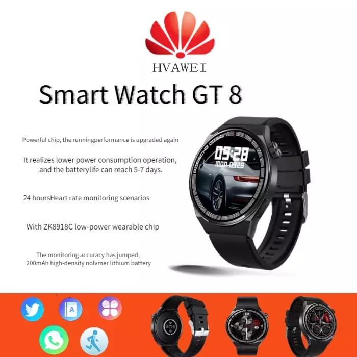 Jual [Garansi 1 tahun] Hvawei Digital Smartwatch GT8 NFC Bluetooth Call Professional Health ...