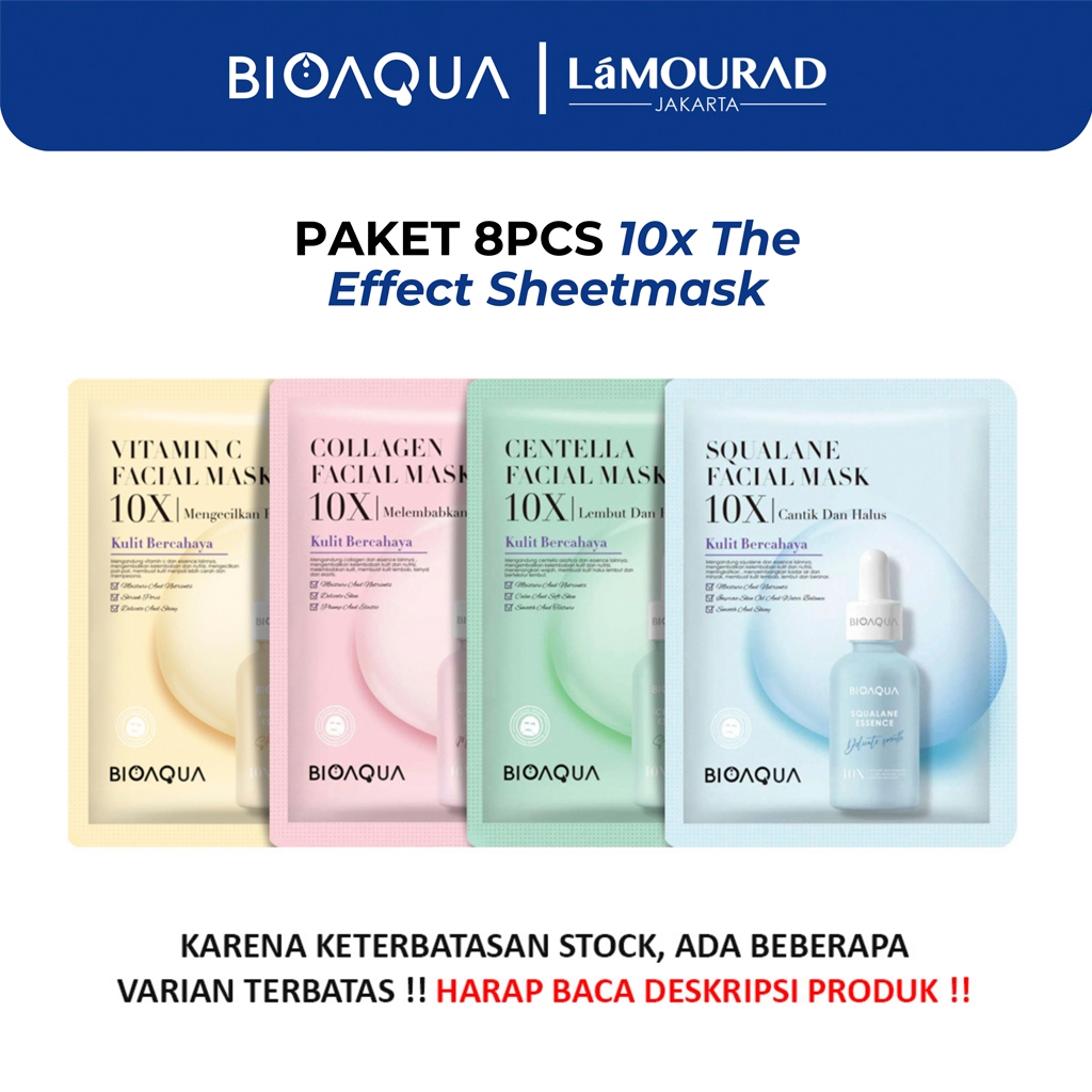 Jual (PAKET HEMAT) BIOAQUA Sheet mask 10X The Effect masker wajah 28ml | Shopee Indonesia