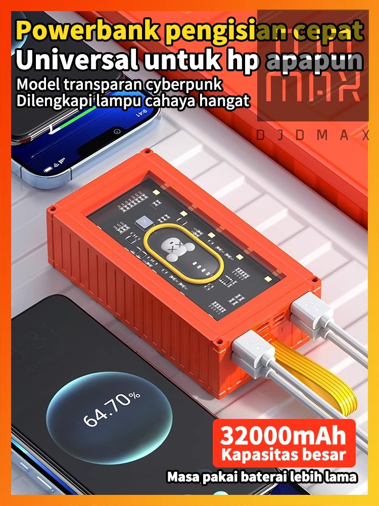 Jual DJDMax Powerbank Transparan 32000mAh, Power Bank Dilengkapi Boneka ...