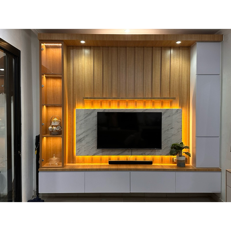 Jual Custom Backdrop TV & Kabinet TV Hpl Taco | Shopee Indonesia