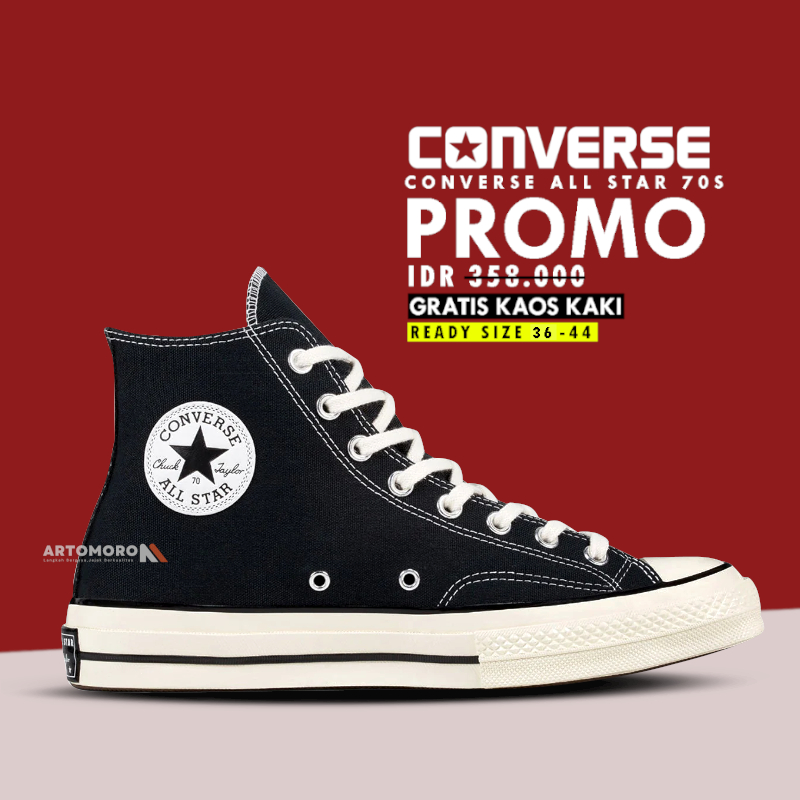 Jual (PROMO TERBARU) SEPATU PRIA WANITA CONVERSE ALL STAR 70S HITAM ...