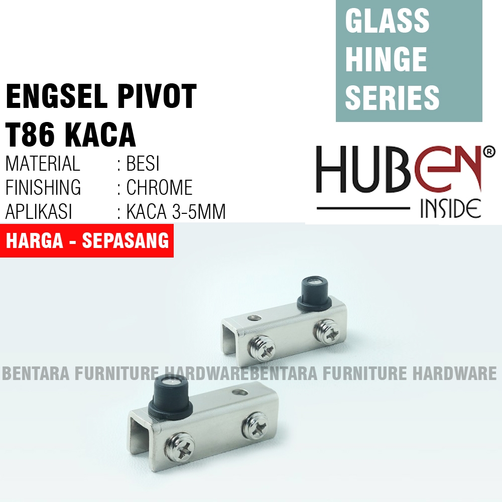 Jual 2 x HUBEN T86 ENGSEL JEPIT KACA BESI CHROME - Pivot Hinge Glass ...