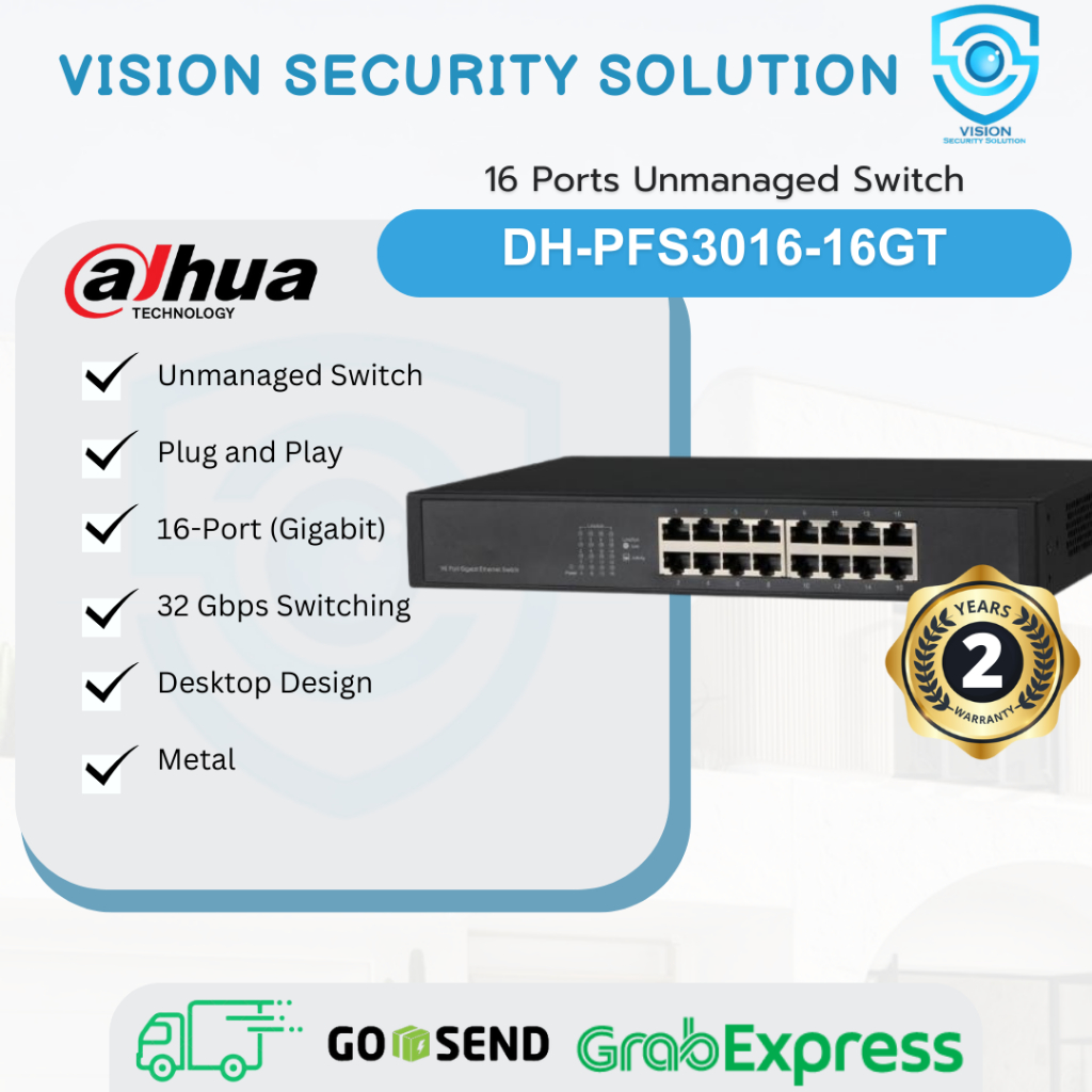 Jual Unmanaged Desktop Switch Dahua 16 Port PFS3016-16GT Gigabit ...