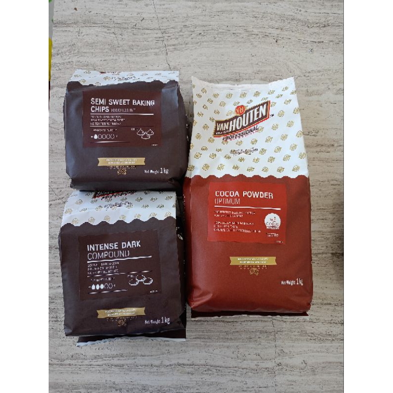 Jual [ 1 kg ] CHOCO COMPOUND VAN HOUTEN intense dark coin 54% cocoa ...