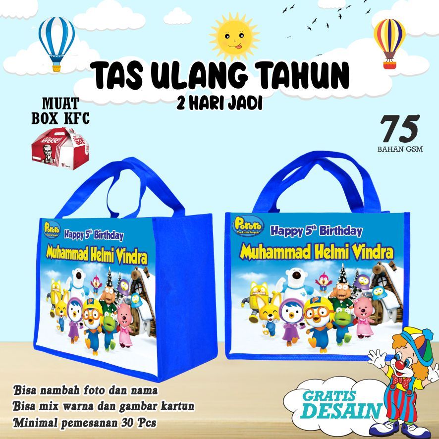 Jual TAS PORORO/GOODIE BAG ULANG TAHUN ANAK/TAS SOUVENIR ULTAH/TAS ...