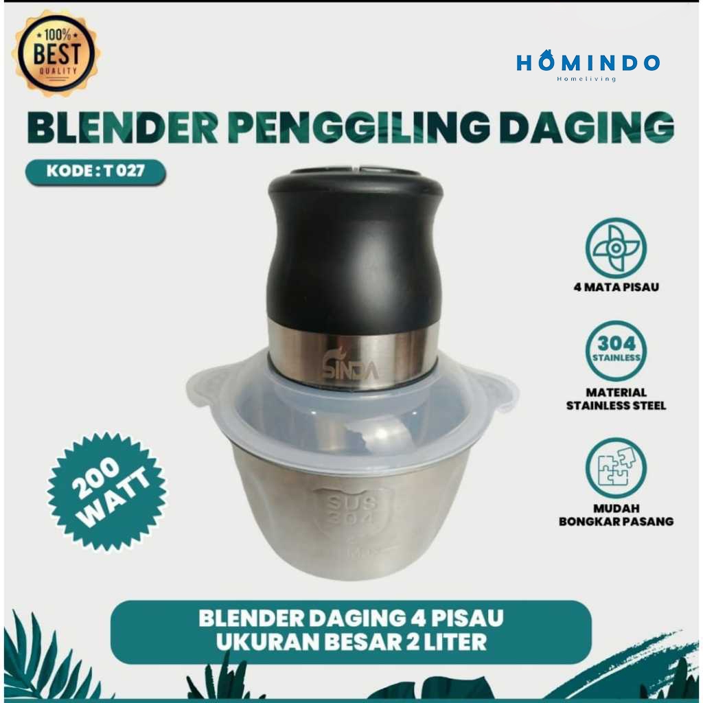 Jual HOMINDO Penggiling Daging Meat Grinder Penghalus Daging 2L ...