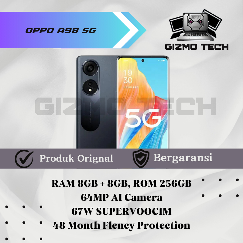 Jual OPPO A98 5G 8/256GB (67W SUPERVOOC 5000mAh, 8GB+8GB RAM Expansion, 64MP AI Camera, 120Hz ...