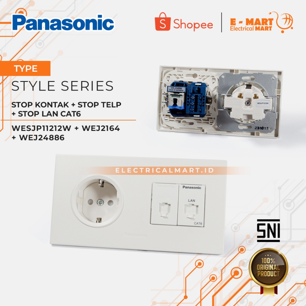 Jual Panasonic Kombinasi Stop Kontak CP WESJP 11212W + WEJ 2164W + WEJ ...