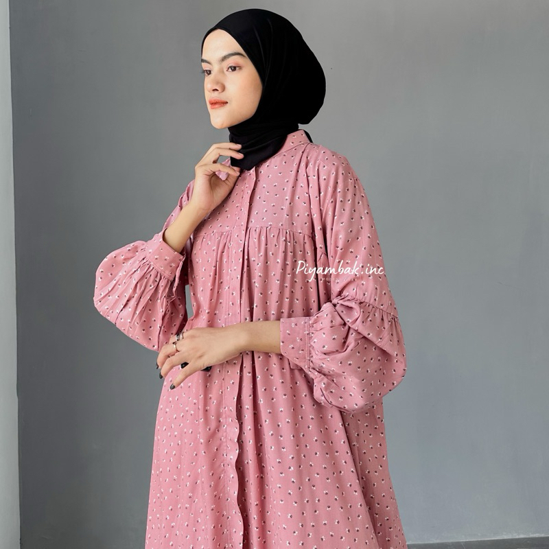 Jual GAMIS SAMARA Rayon Salur Lengan Balon | Shopee Indonesia