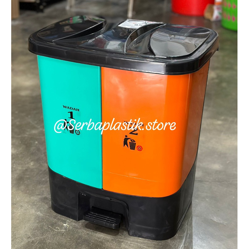 Jual tempat sampah injak 2 wadah 40ltr / box sampah pijak cafe rumah ...