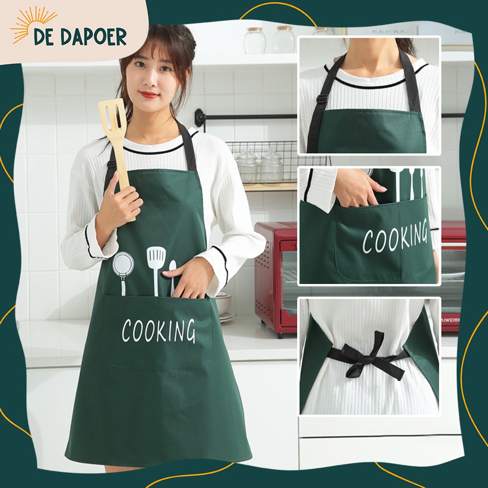 Jual Apron Celemek Masak Cooking Waterproof Bahan PEVA Tebal Tahan ...