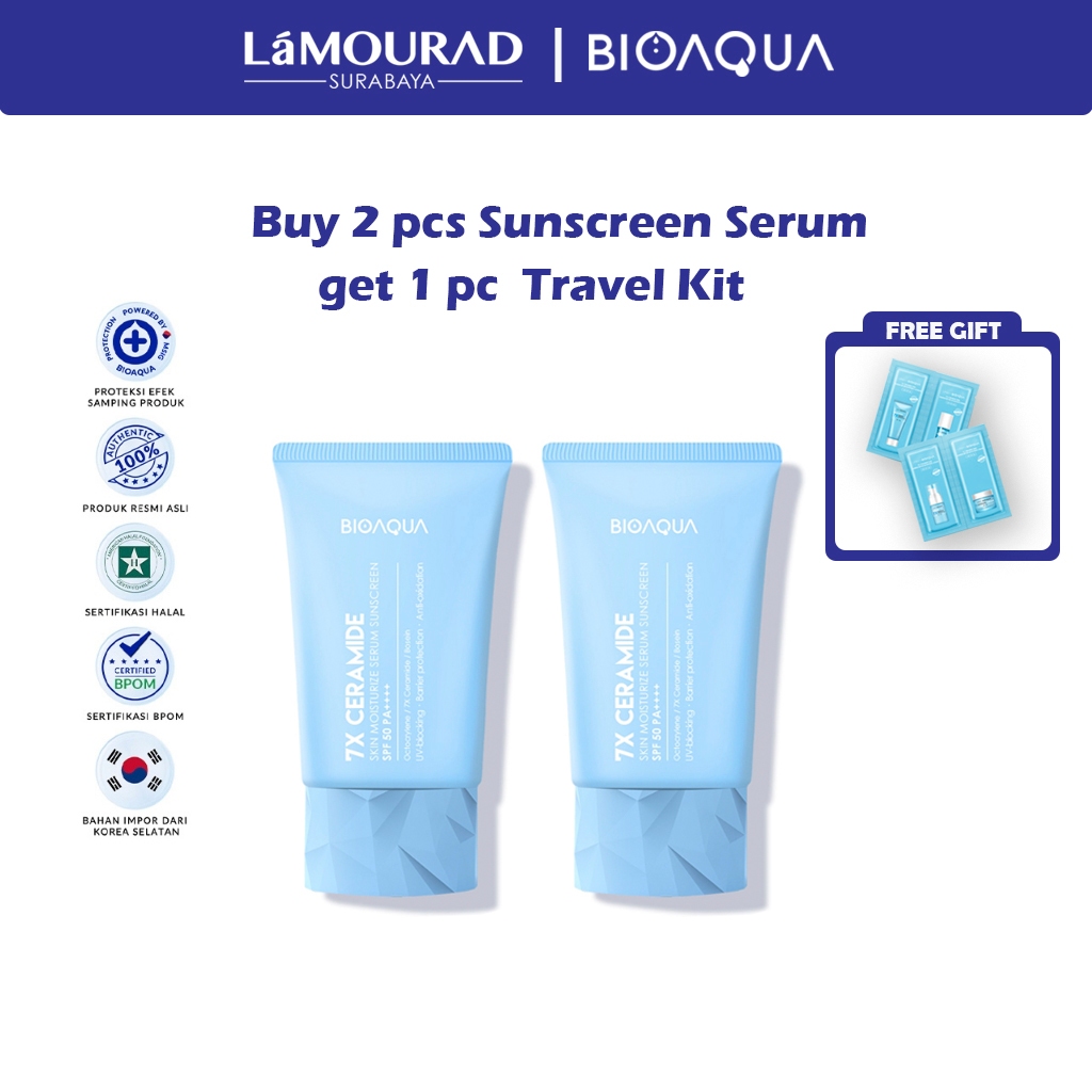 Jual [FREE GIFT] 2pcs BIOAQUA 7X Ceramide Sunblock Wajah Sunscreen SPF ...