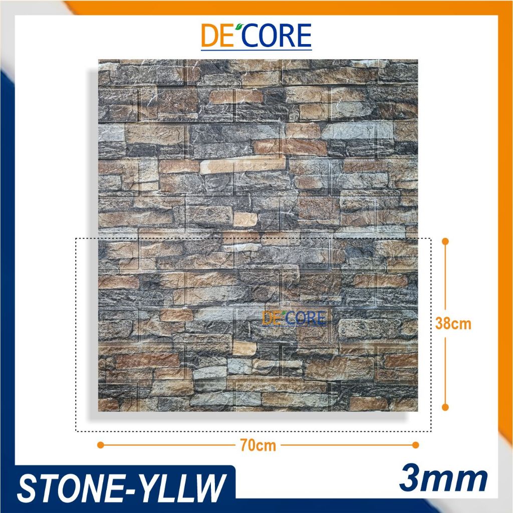 Jual De'Core 10 Lembar Wallpaper Dinding Motif Batu Alam Wallfoam 70 CM ...