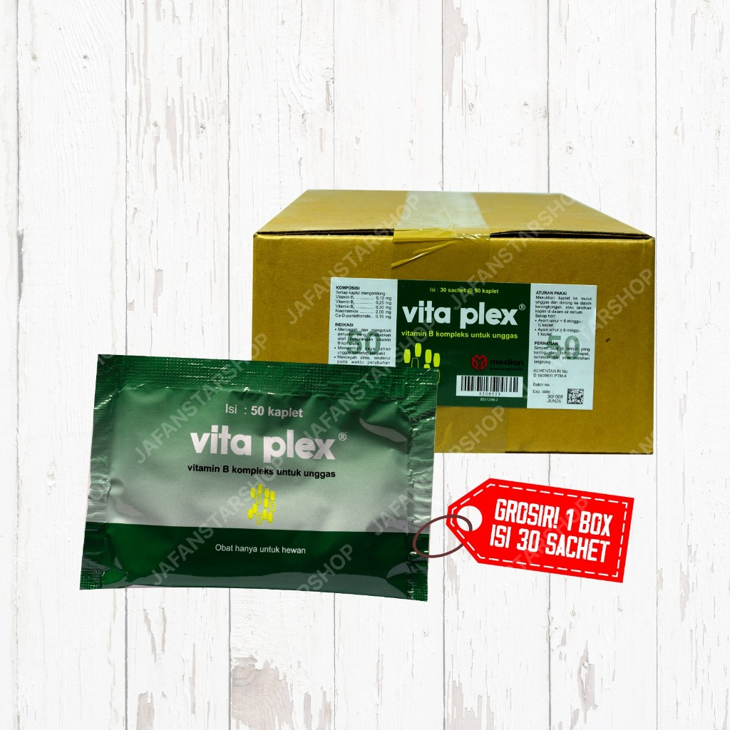 Jual Vita Plex Ayam 1 Dus isi 30 Sachet Vitamin B kompleks Vitaplex ...
