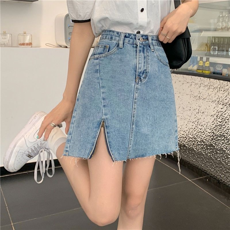 Jual Rok jeans 7 8 wanita Rok korean style Rok jeans panjang Rok jeans ...