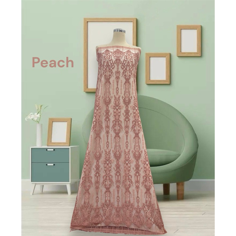 Jual Kain Brukat Panel Semi Prancis Tebal Motif Etnik | Shopee Indonesia