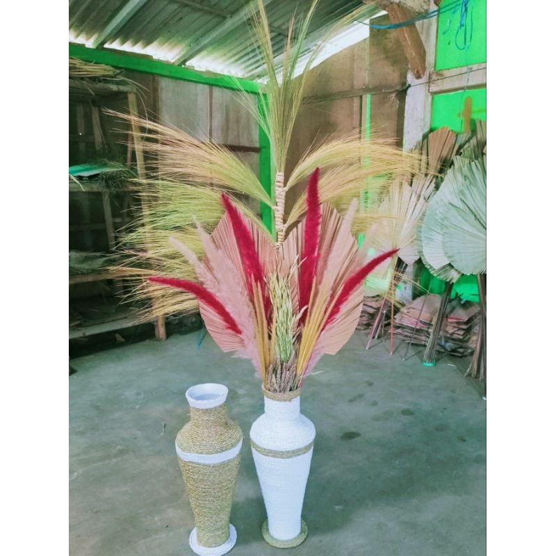 Jual satu set bunga kering | daun palem | pampas rayung |hiasan ruangan ...