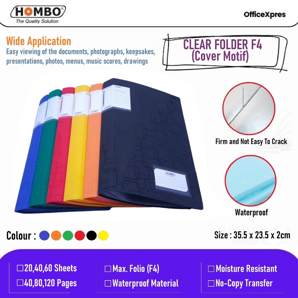 Jual Map Plastik / Clear Holder / File Dokumen Keeper F4 Folio 20 40 60 Lembar Hombo | Shopee ...