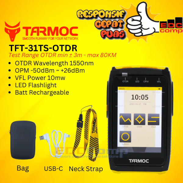 Jual Tarmoc TFT-31TS-OTDR | Smart mini Touch Screen OTDR 80Km | OPM ...