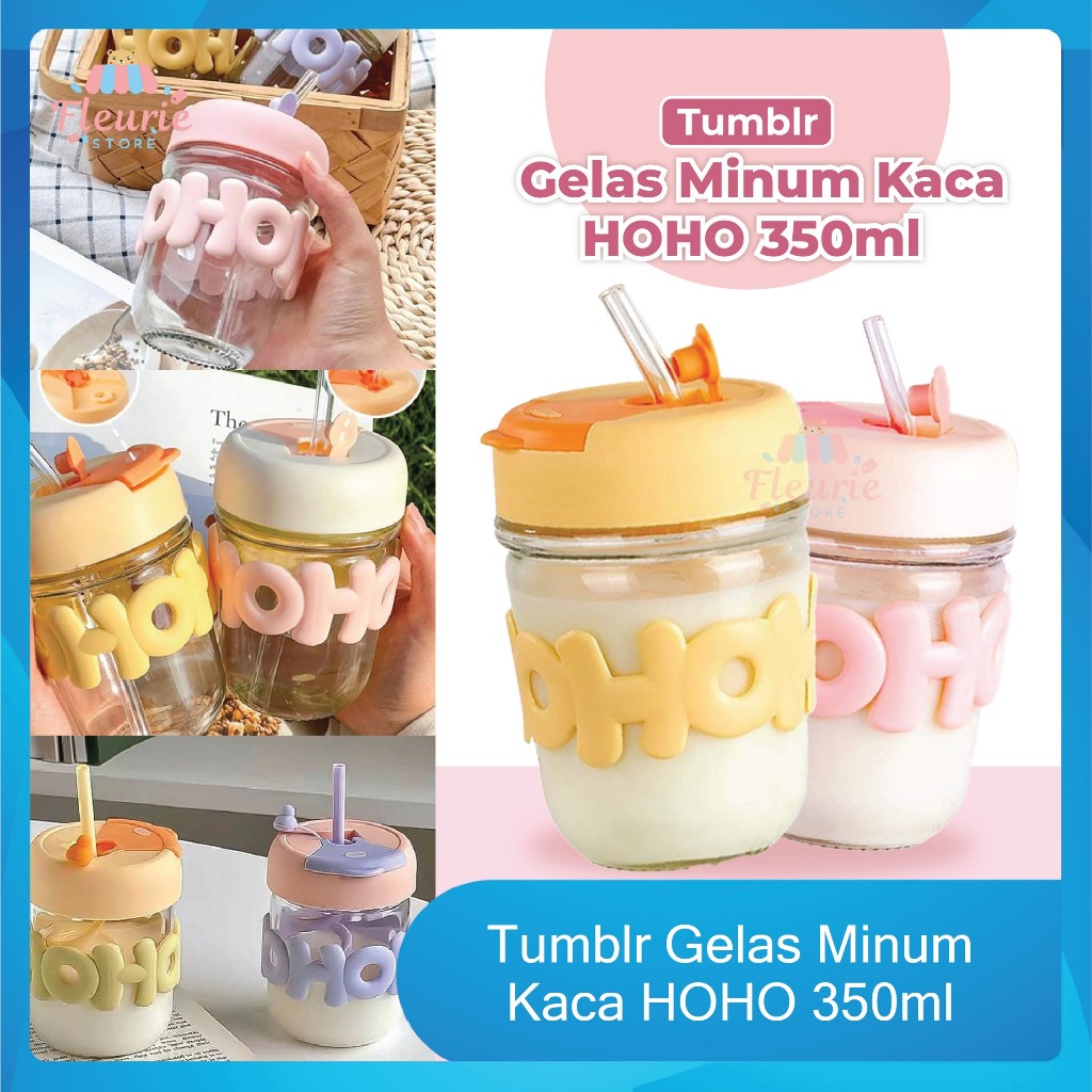 Jual Tumblr Gelas Minum Kaca HOHO 350ml - Tumblr Cangkir Mug Minum ...