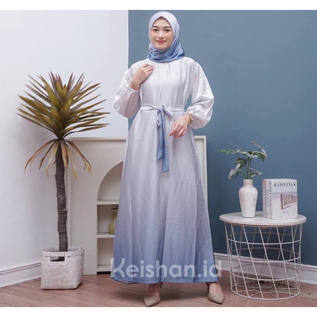 Jual Keishan.id - Luna Dress Gradasi Silk ombre Set Hijab setelan gamis ...