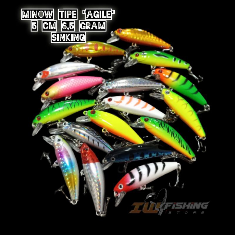 Jual lure minnow minow 5 cm 6,5 gram sinking ul atau ultralight umpan ...