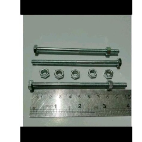 Jual BAUT + MUR PUTIH BMP M6 X 100 MM GALVANIS ( KUNCI 10 ) | Shopee Indonesia