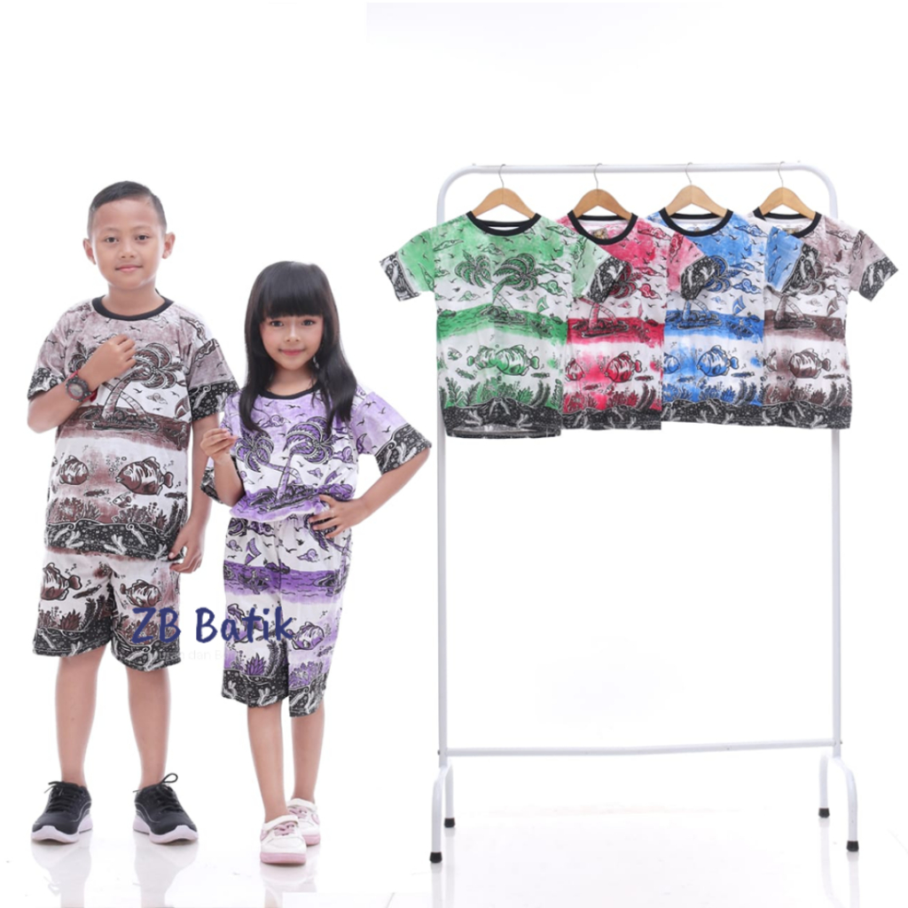 Jual Setelan Baju Pantai Anak Laki laki dan Perempuan Usia 1-10 Tahun Motif Ikan Stelan Kaos ...