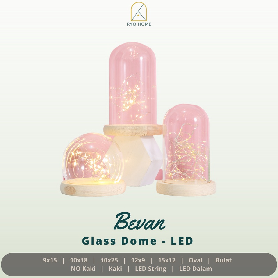 Jual Gaya Hidup Terjangkau Ryo Home BEVAN Display Glass Dome LED Lights ...