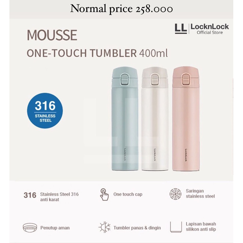 Jual LOCKNLOCK MOUSSE ONE TOUCH TUMBLER 400ml | Shopee Indonesia