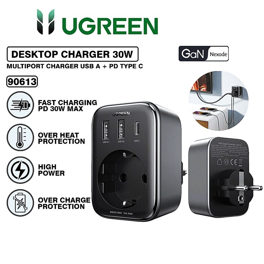Jual Ugreen 90613 stop kontak power charger 4in1 GAN 30W colokan ...