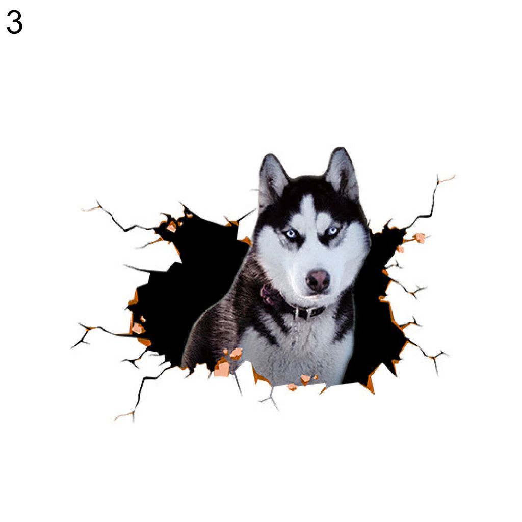 Jual Stiker anjing lucu 3D aksesoris hiasan dinding rumah sticker hewan ...
