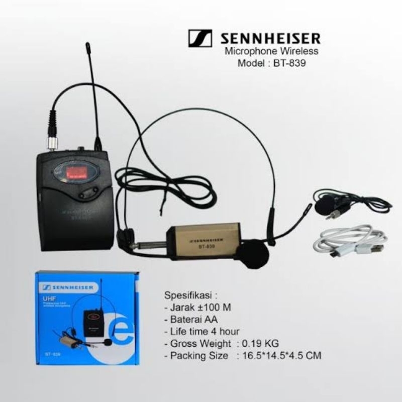 Jual Mic jepit imam mic headset wireless sennheiser BT839/mic kancing ...