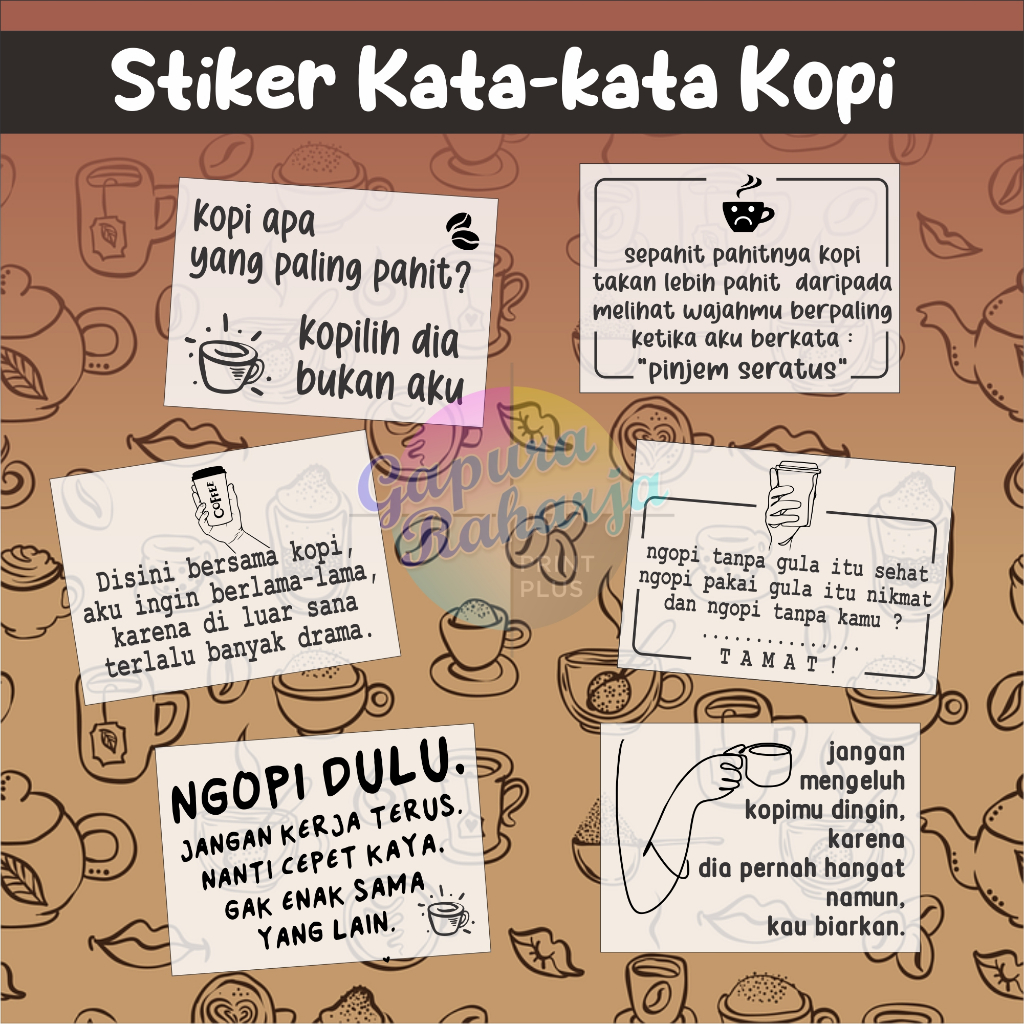 Jual 120 pcs Stiker Kata Kata Tentang Kopi Lucu Transfaran | Shopee ...